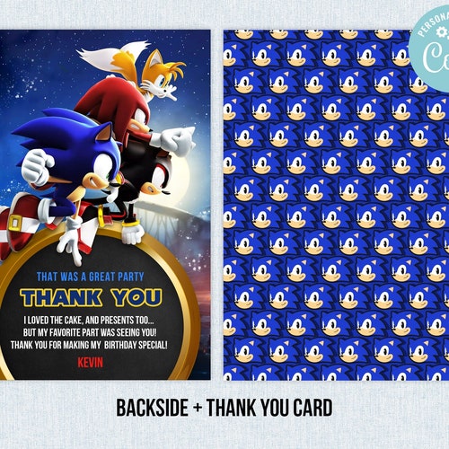 Sonic Thank You Tags Digital Printable Sonic the Hedgehog - Etsy Canada