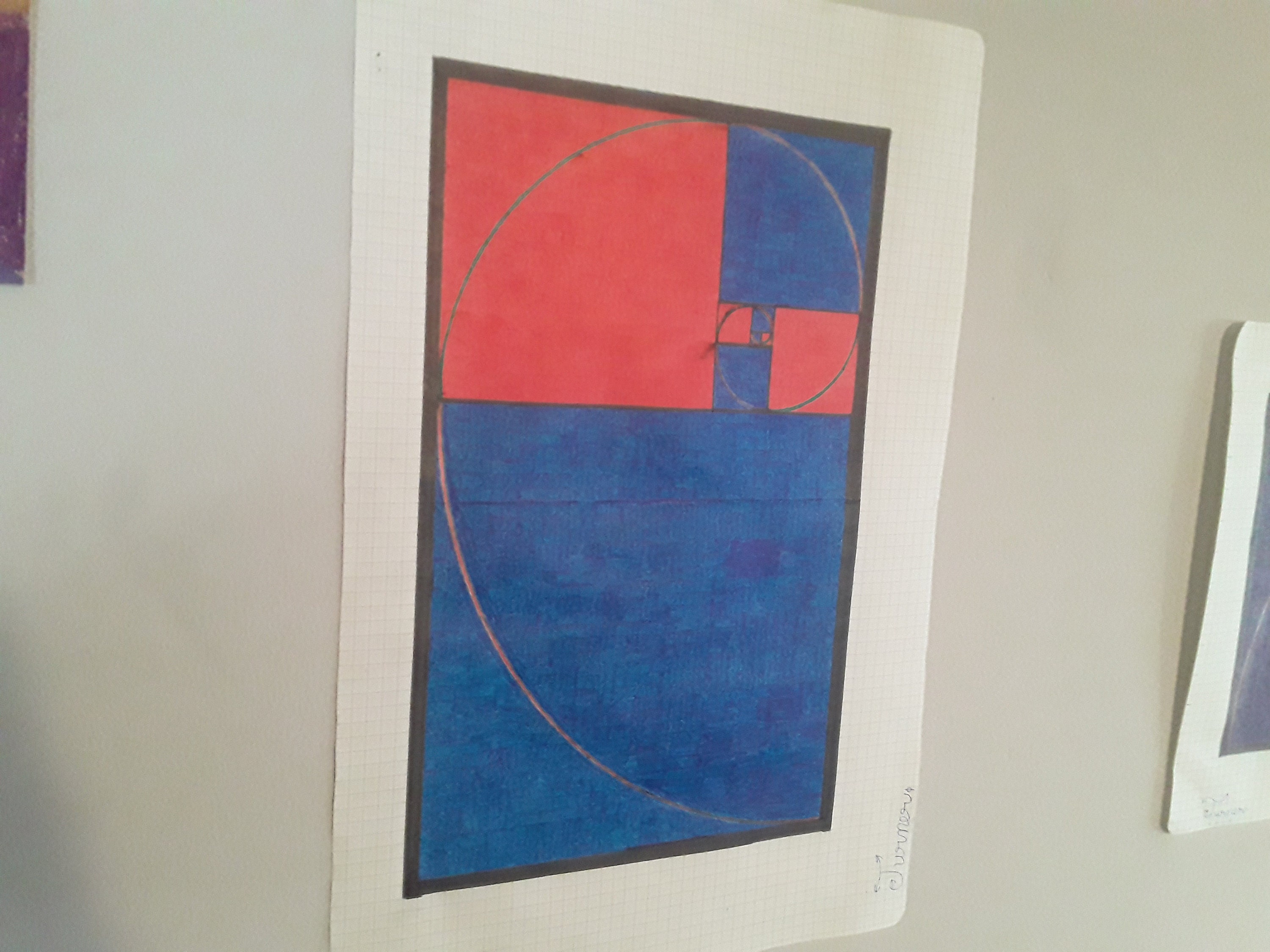 Vertical Fibonacci Art | Geometric Wall Art | Golden Ratio Art ...