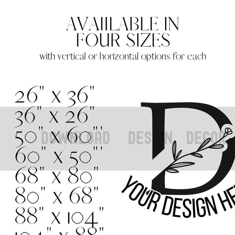 Tapestry Mockup Size Chart - Etsy