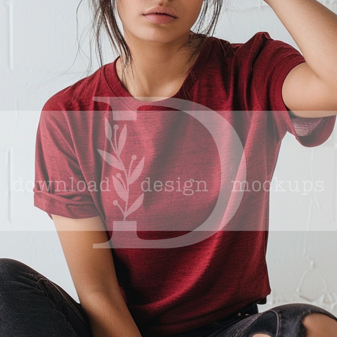 Heather Cardinal Bella and Canvas Mockup Streetwear Mockup Women's ...