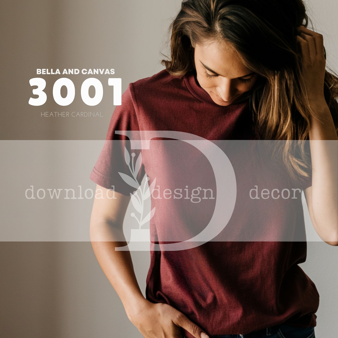 Heather Cardinal Mockup,heather Cardinal Bella and Canvas 3001 ...
