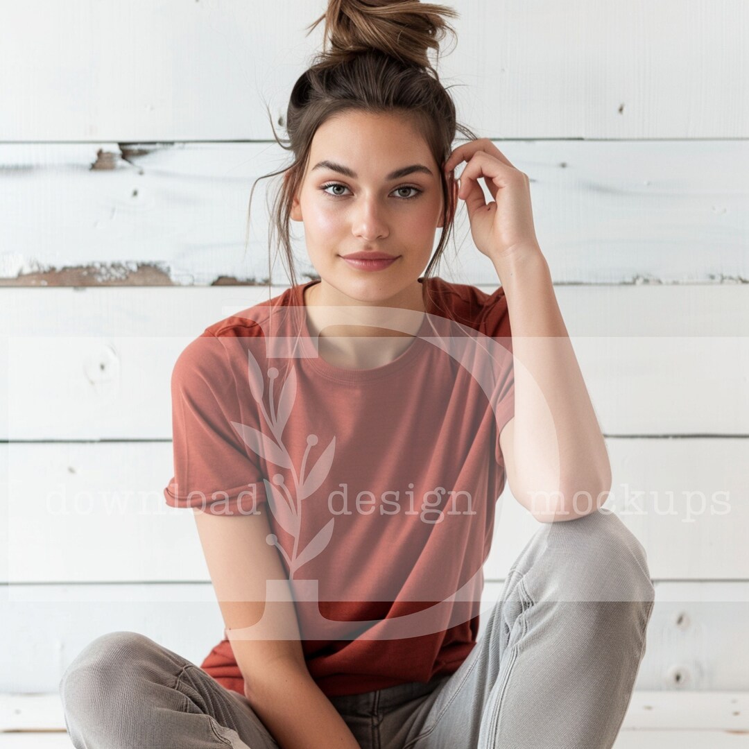 Rust Bella and Canvas Mockup Streetwear Mockup Women's Bella 3001 ...