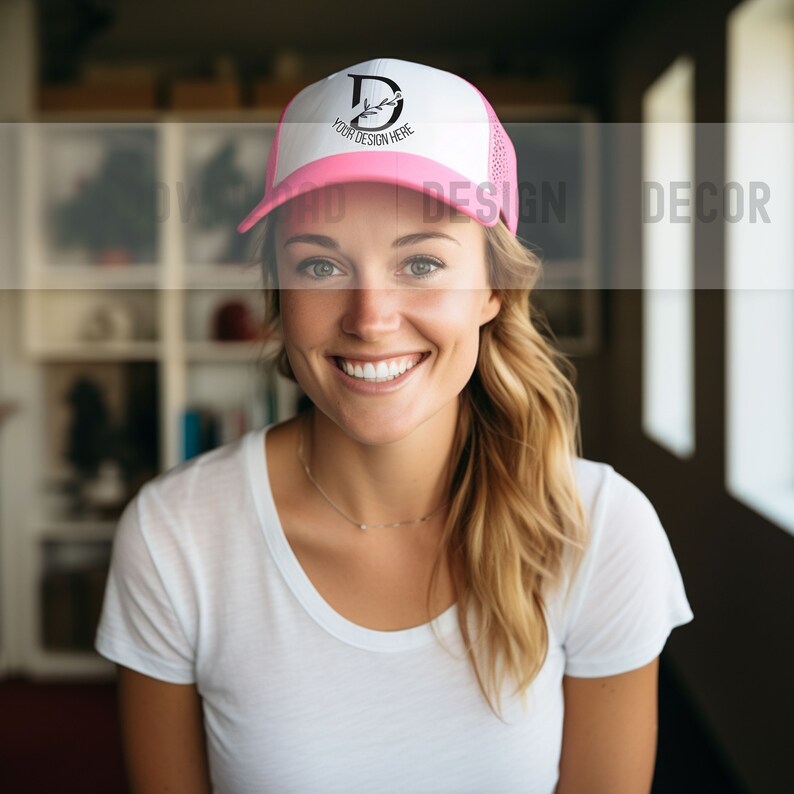 Otto Trucker Cap Mockup for Baseball Caps White/pink Mesh Cap - Etsy