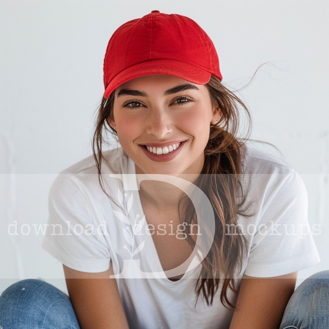 Otto Ball Cap Mockup for Baseball Caps Red Baseball Cap Mockup Red Ball ...