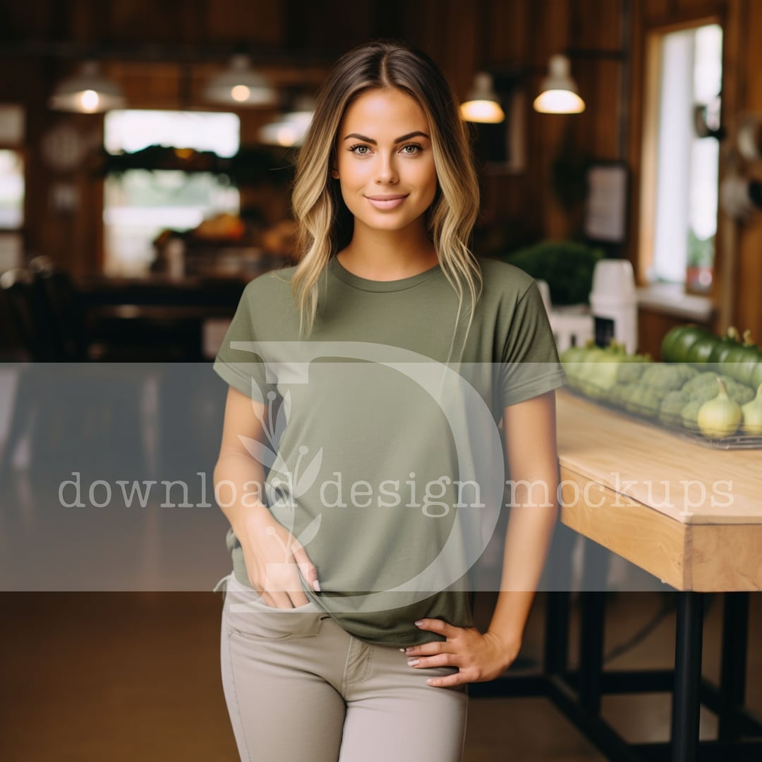 Farm Life Mockup for Olive Green Bella and Canvas 3001 Niche Related ...
