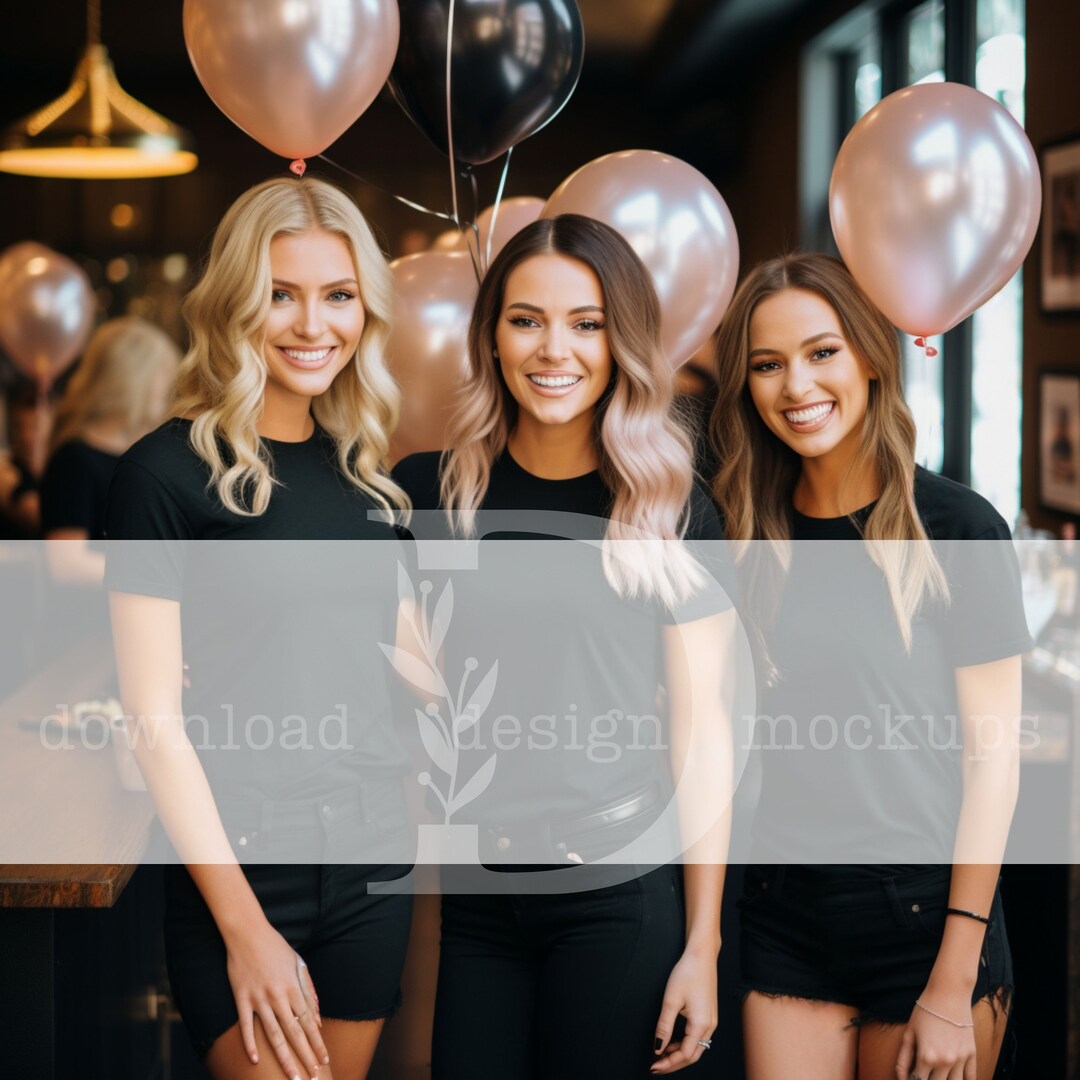 Bachelorette Party Girl Group Mockup for Bella and Canvas 3001 Black ...