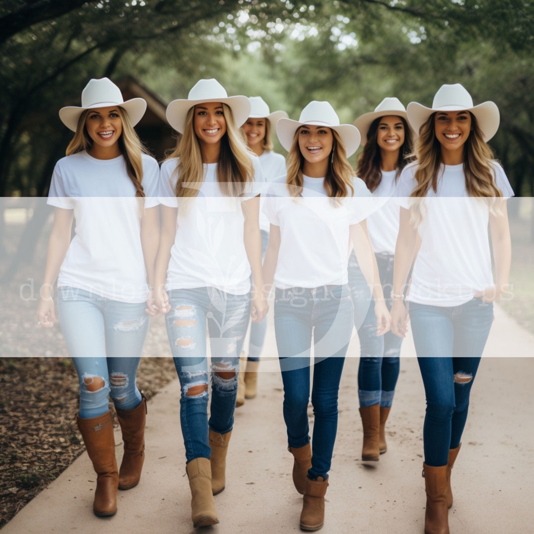 Bachelorette Party Girl Group Mockup for Bella and Canvas 3001 White ...
