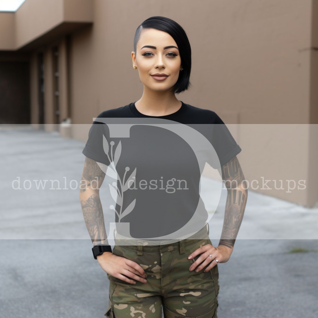 Black Bella and Canvas 3001 Tshirt Mockup Diverse Army Mockups for ...