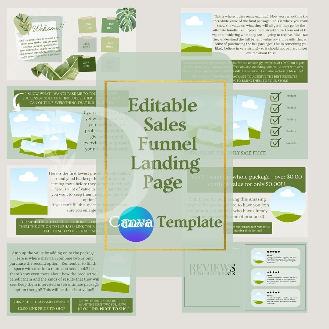 Sales Landing Page Canva Template for Sales Funnel Sales Page Editable ...