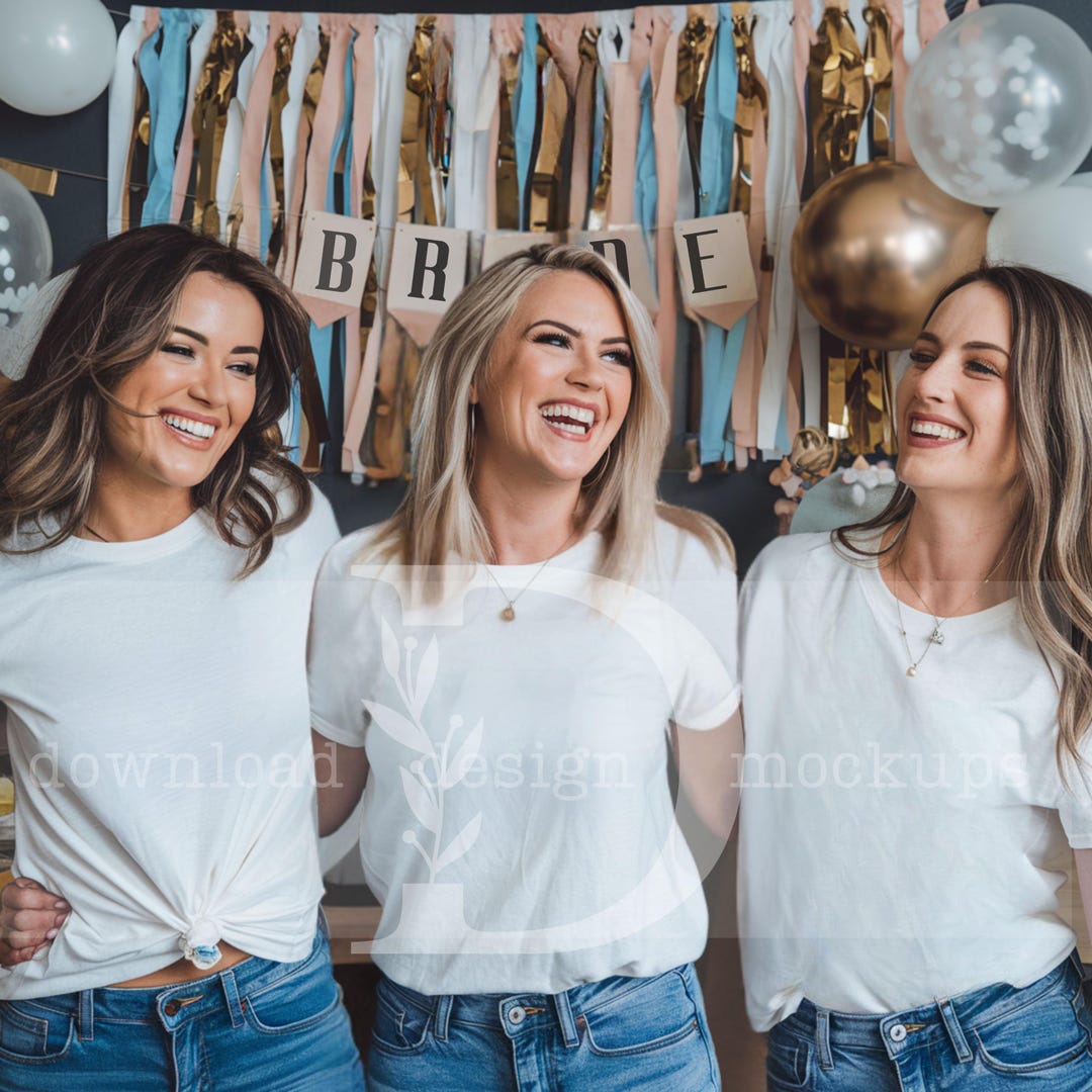 Bachelorette Party Girl Group Mockup for Bella and Canvas 3001 White ...