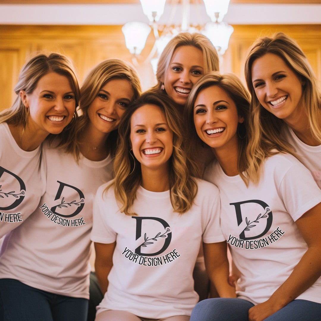 Bachelorette Party Girl Group Mockup for Bella and Canvas 3001 White ...