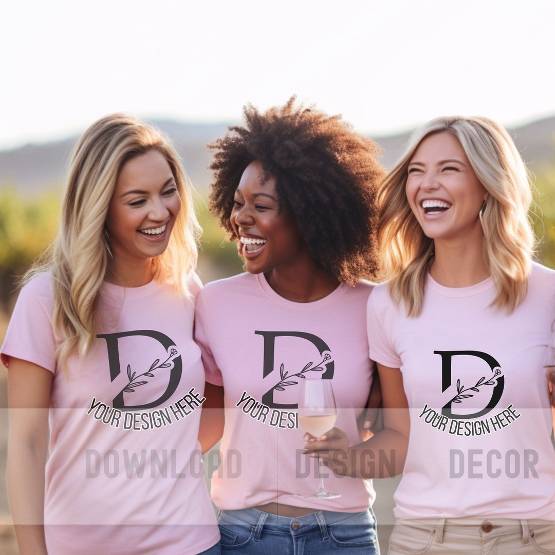 Bachelorette Party Girl Group Mockup for Bella and Canvas 3001 Pink ...