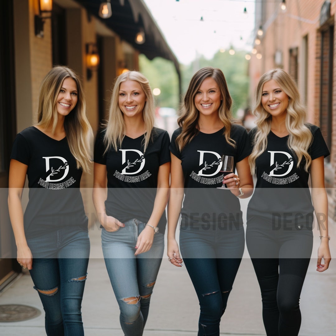 Bachelorette Party Girl Group Mockup for Black Bella and Canvas 3001 ...