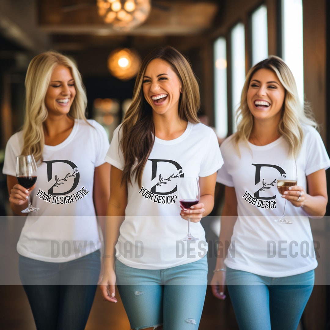 Bachelorette Party Girl Group Mockup for Bella and Canvas 3001 White ...