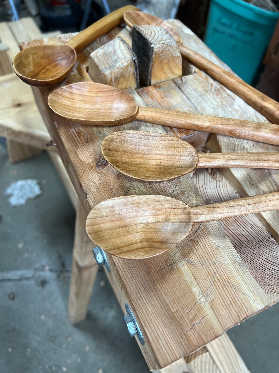 Hand Carved Cherry Wood Spoons - Set of 5 - Etsy