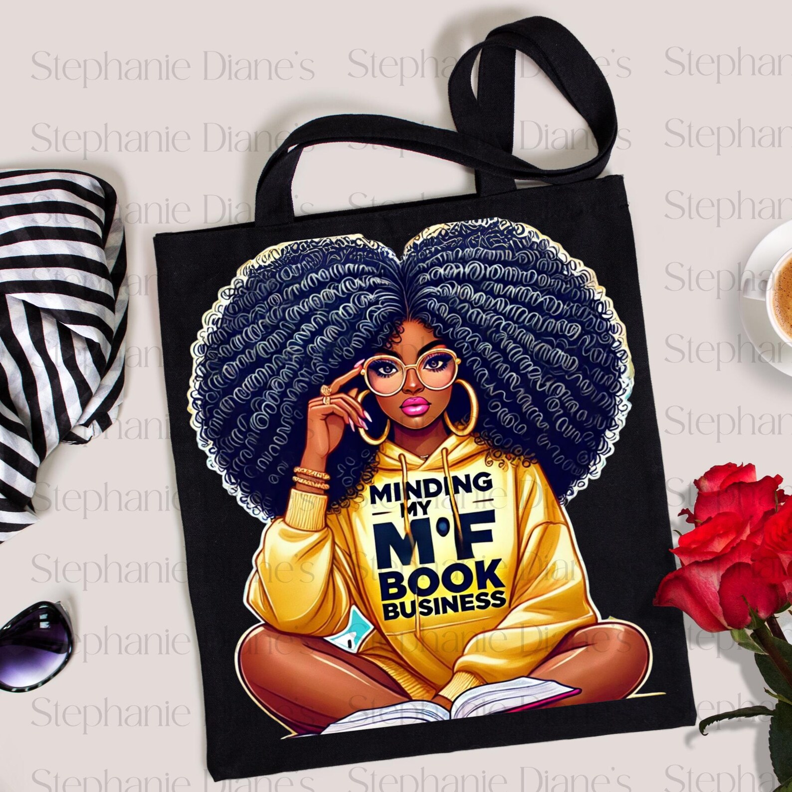 Afrocentric Book Lover PNG: Black Girl Art, Curly Hair (digital ...