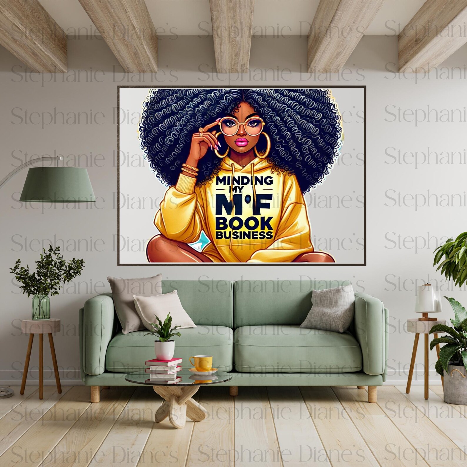 Afrocentric Book Lover PNG: Black Girl Art, Curly Hair (digital ...