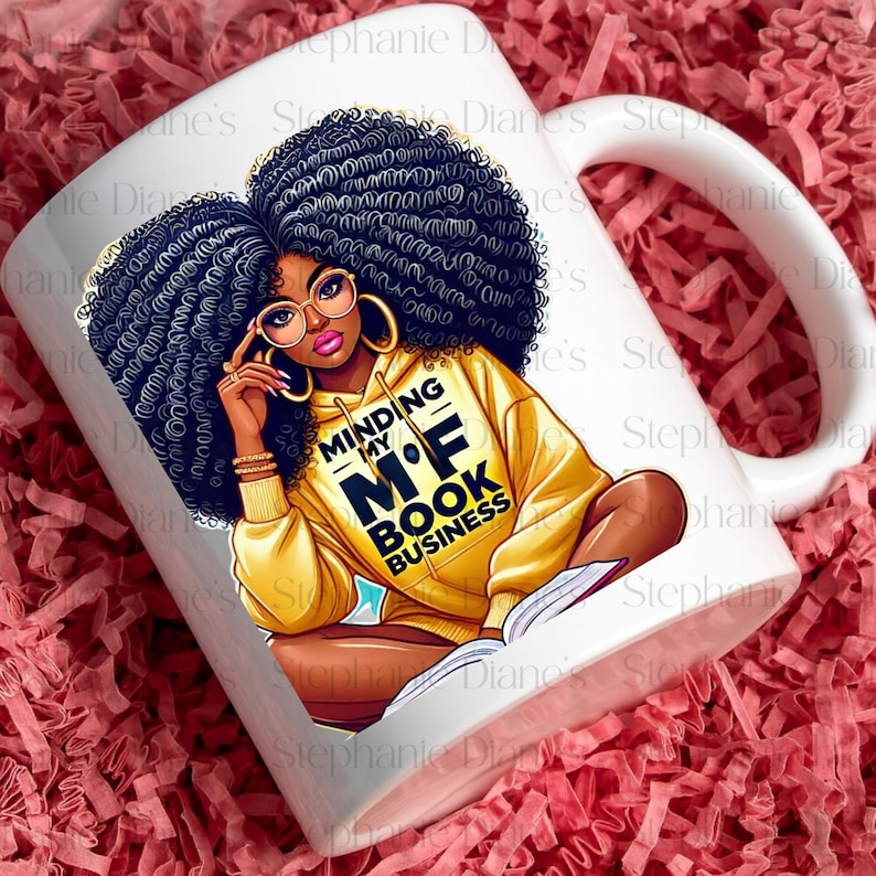 Afrocentric Book Lover PNG: Black Girl Art, Curly Hair (digital ...