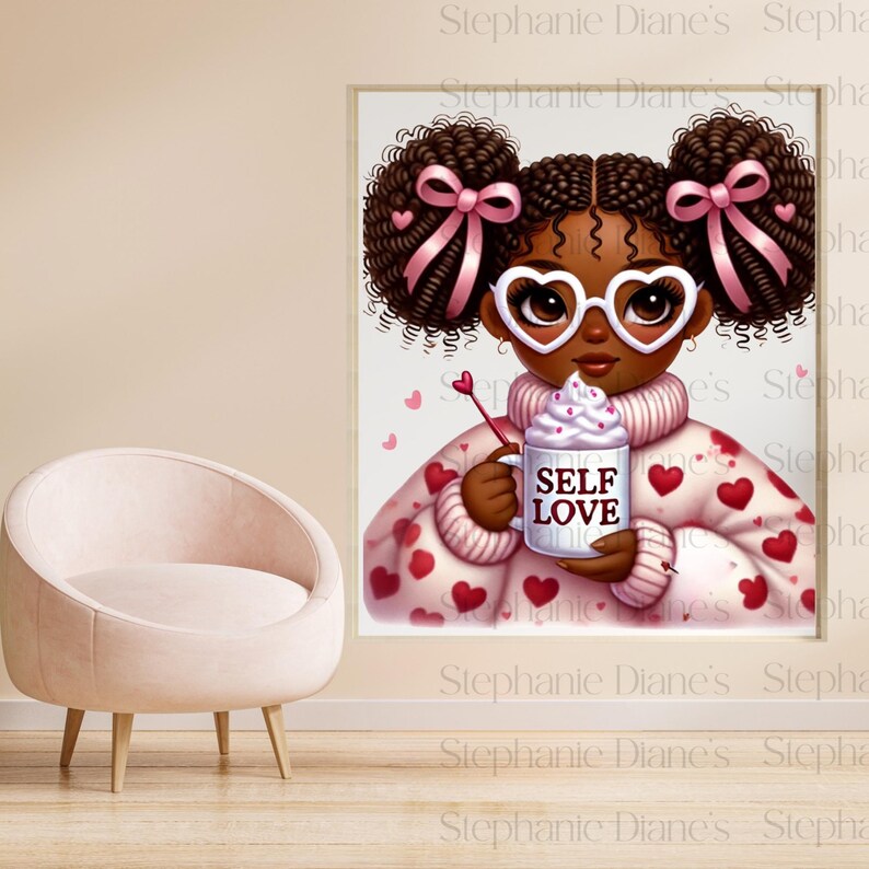 Valentine Black Girl With Heart Mug and Self Love (DIGITAL DOWNLOAD) - Etsy
