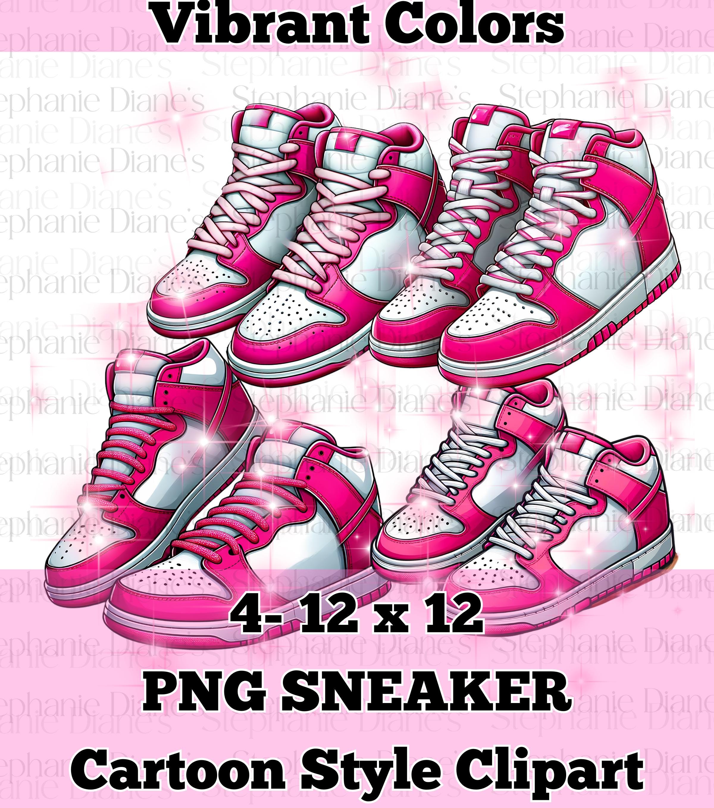 Pink & White Sneaker Cartoon PNG: Sublimation Design (12x12 Inch) - Etsy