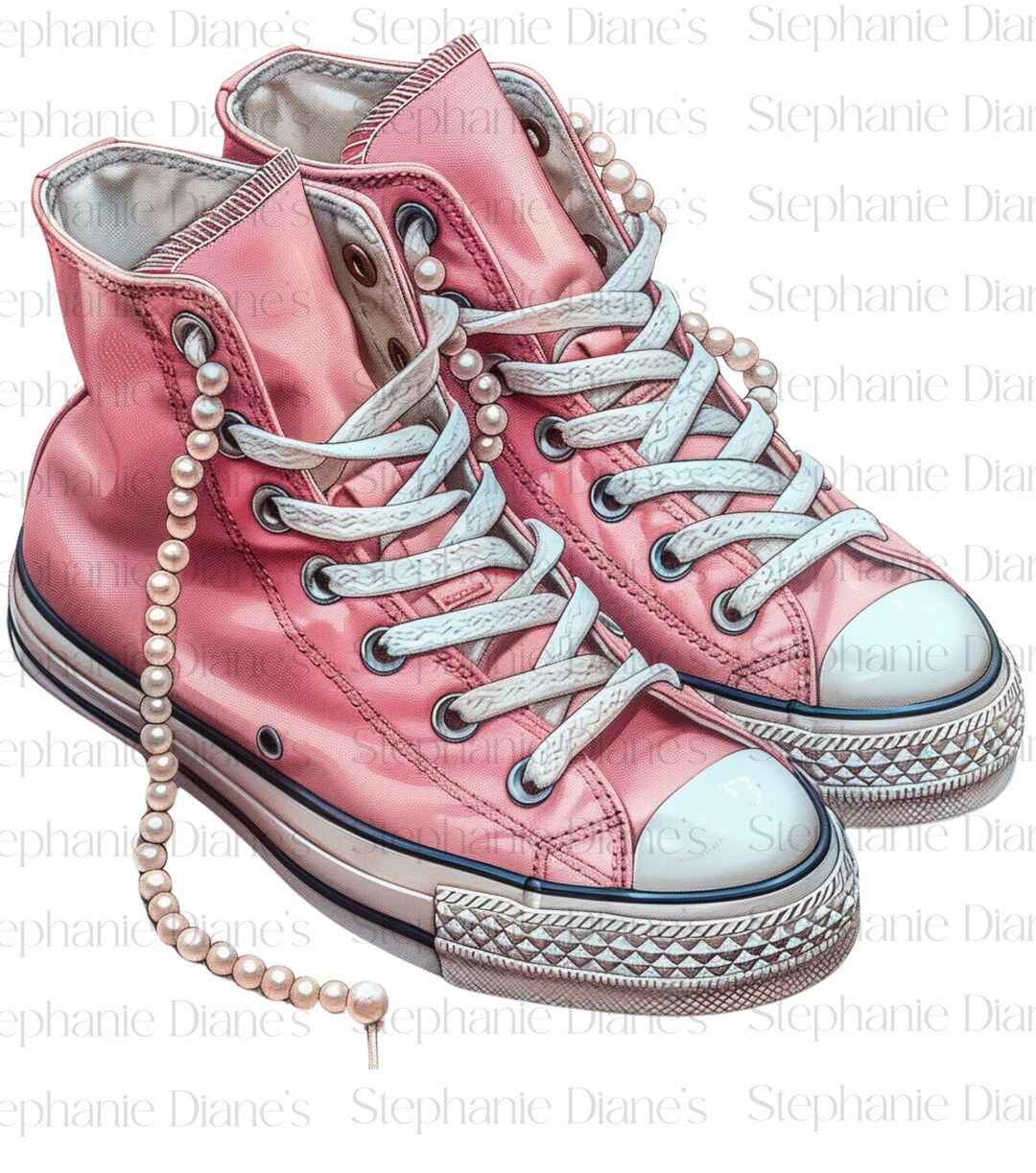 Pink Pearl Lace Sneaker PNG - Cartoon Style Sublimation Design (digital ...
