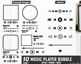 Music Player Svg, Audio Control Buttons SVG, Acrylic Song Art, Glass ...