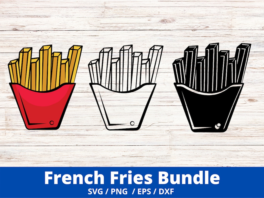 French Fries SVG Bundle, Fries Outline Cut File, French Fries Vector ...