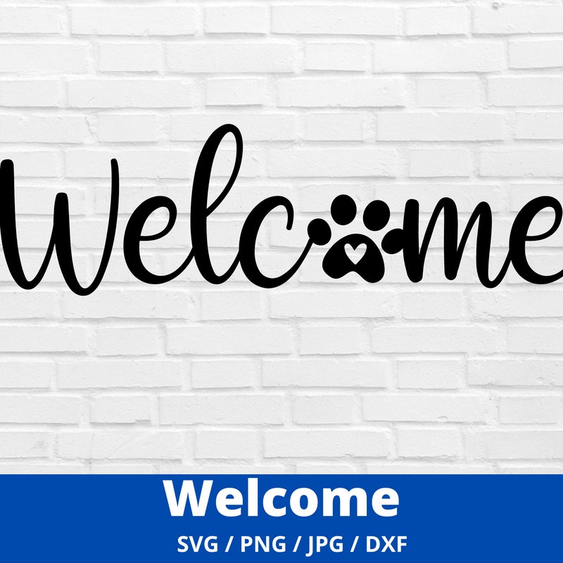 Welcome With Paw Print Svg - Etsy