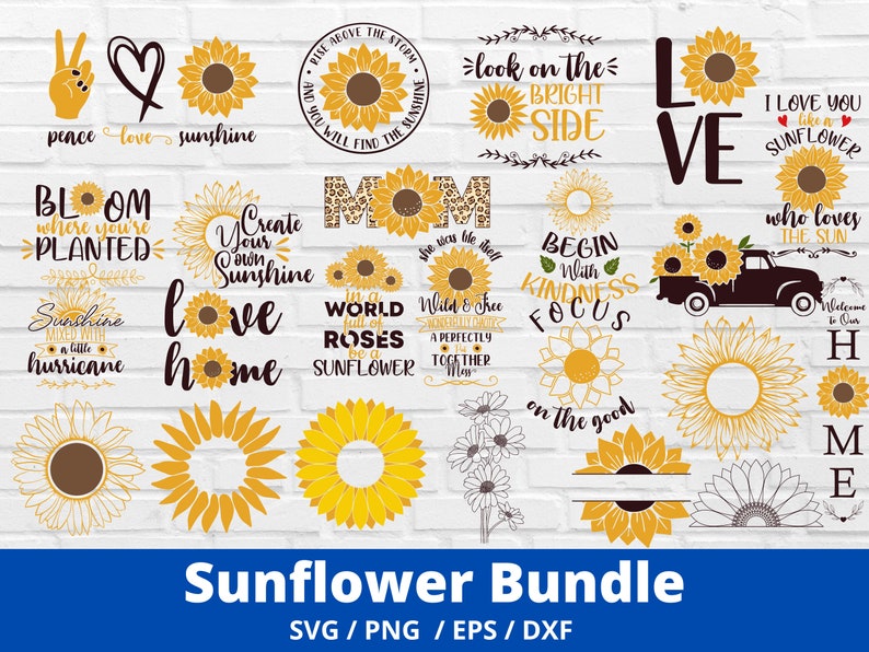 30 Sunflower Svg Bundle Sunflower Svg Half Sunflower Svg - Etsy