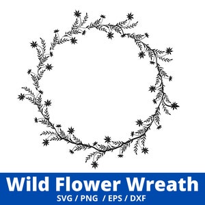 Wild Flower Wreath Svg, Wild Flower Wreath Illustration Clipart, Flower ...