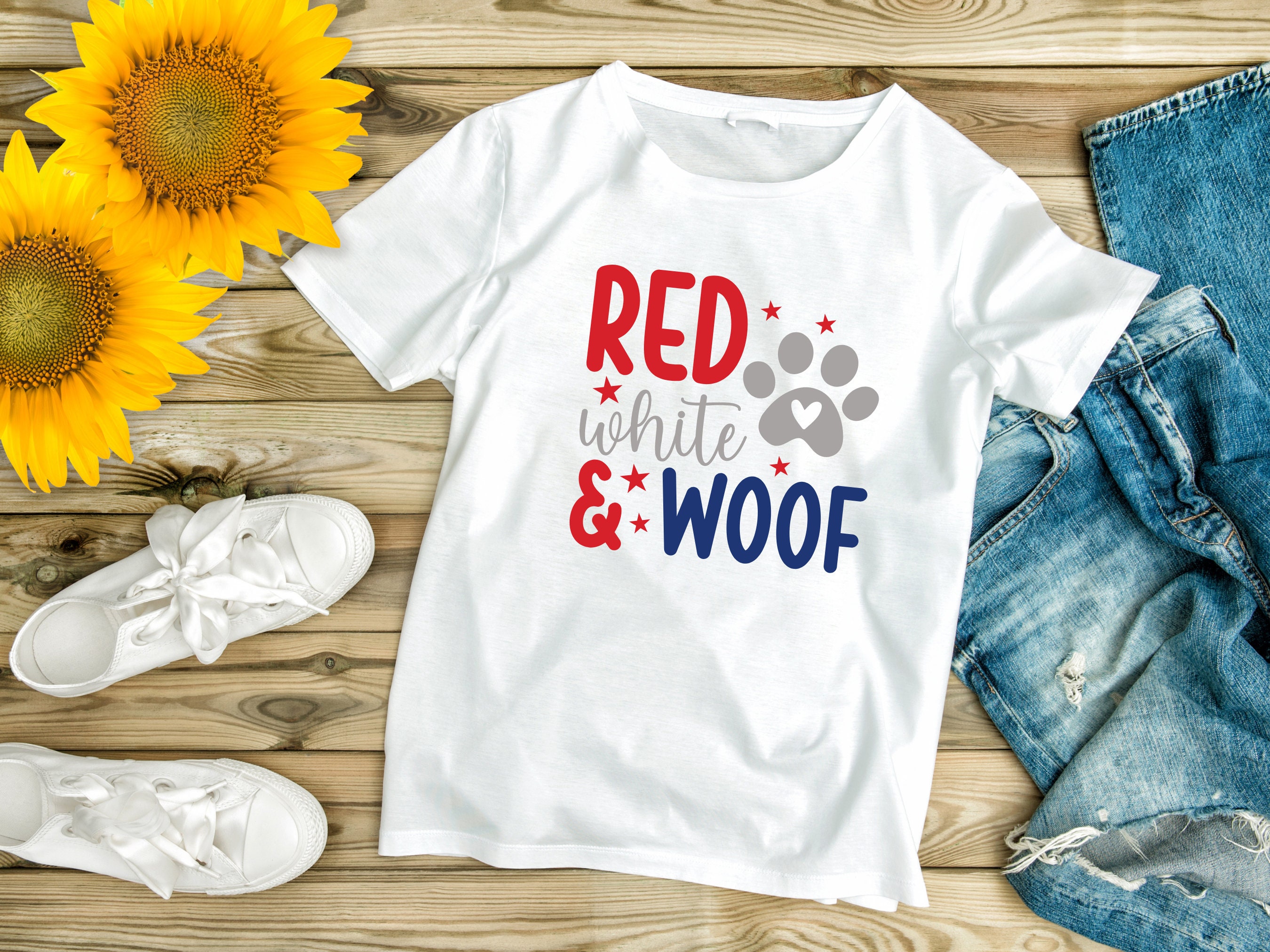 Red White and Woof Svg, 4th of July Svg, Paw Print Svg, Red White Svg ...
