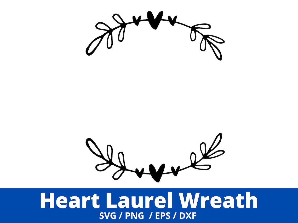 Corona de laurel de corazón Svg, Corona de corazón floral, Corona de ...