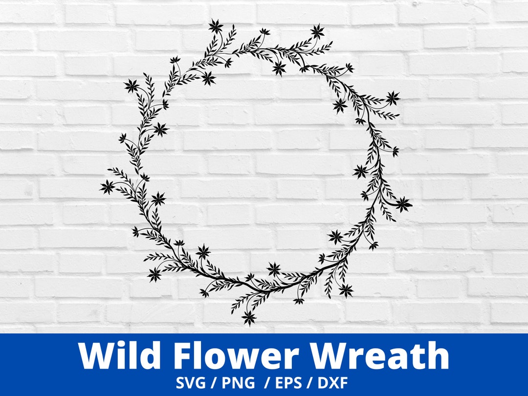 Wild Flower Wreath Svg, Wild Flower Wreath Illustration Clipart, Flower ...