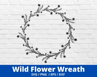 Wild Flower Wreath Illustration Clipart - Etsy