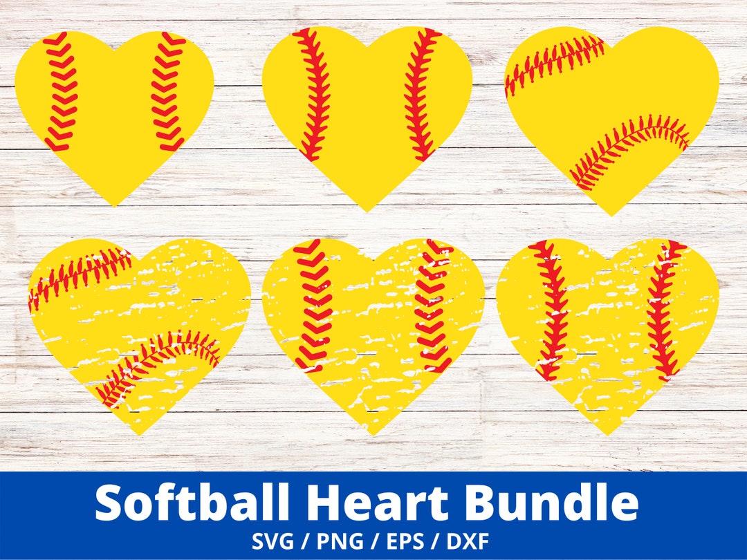 Softball Heart SVG File, Sports Mom Cut File, Softball Love Heart Cut ...
