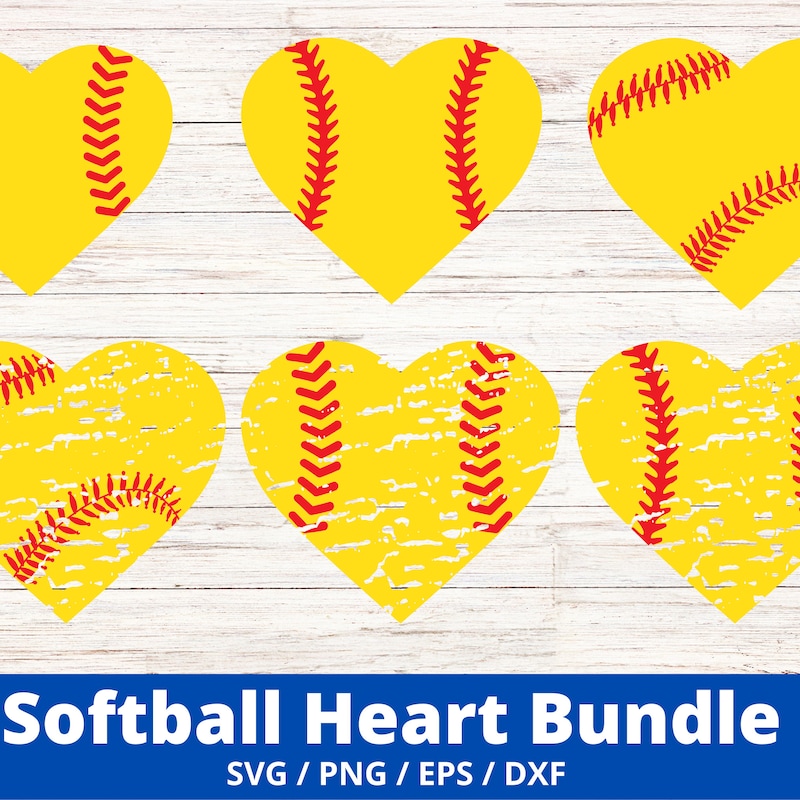 Softball Heart Svg - Etsy