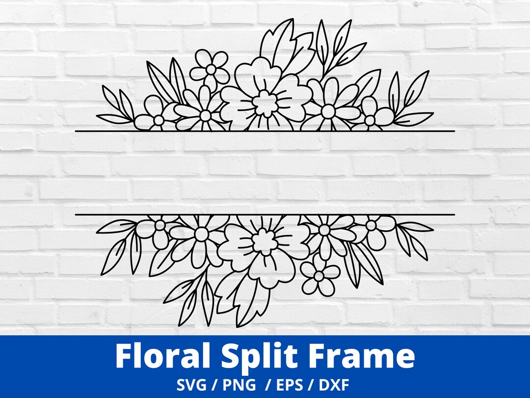 Floral Split Frame Svg,frame,floral Frame Svg,wildflower,split Monogram ...