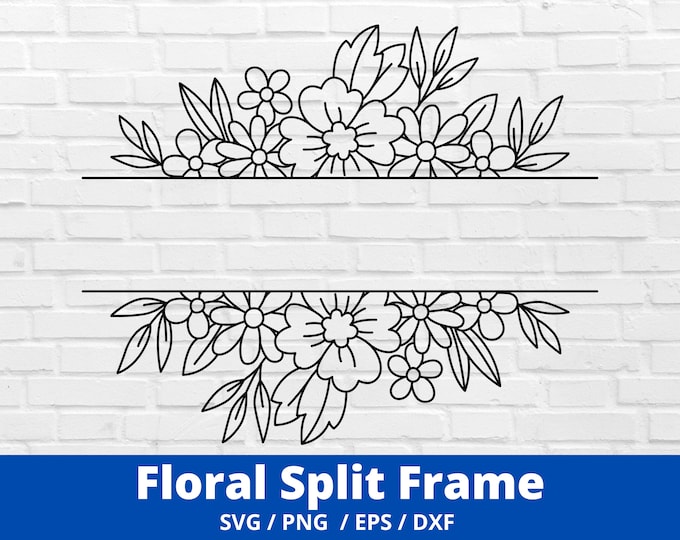 Wildflower PNG, Floral Border Monogram Split Frame SVG PNG Cricut ...