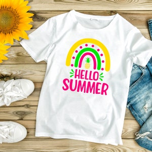 Summer Rainbow SVG, Hello Summer SVG, Pineapple Rainbow Cut File ...