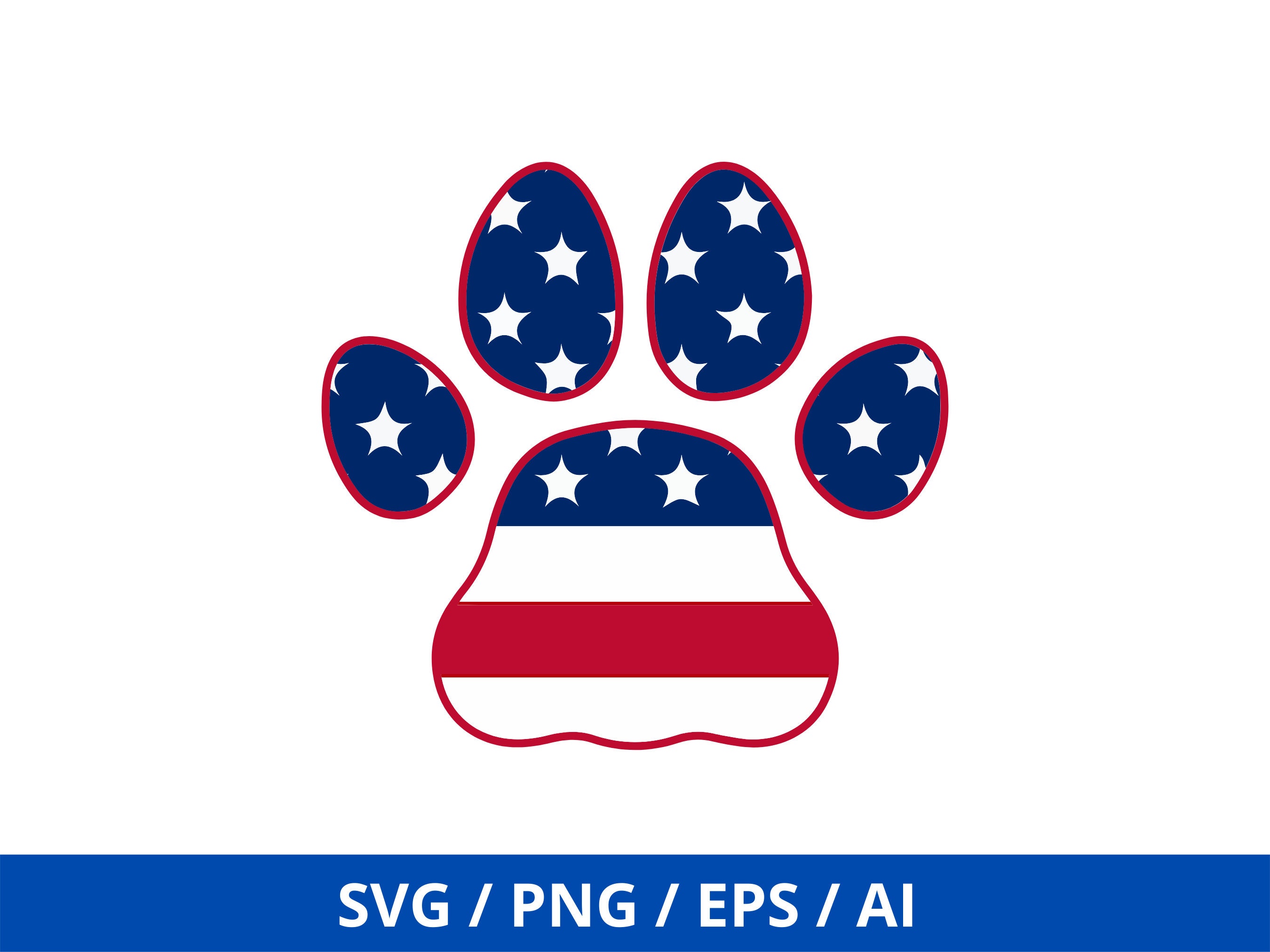 American Flag Paw Print Svg, 4th of July Svg, Independence Day, Dog Paw ...