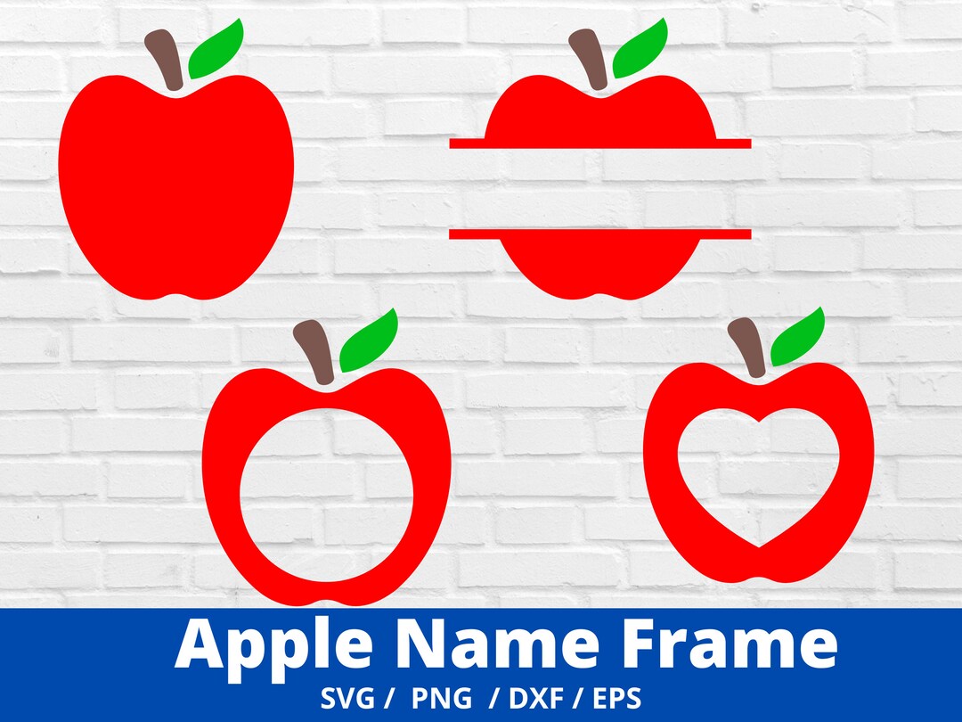 Apple Name Frame Svg Bundle, Apple Nametag Svg, Apple Svg, Apple ...