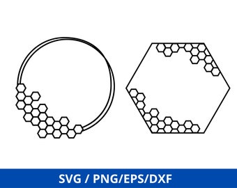 Honey Bee Frame SVG Files Hexagon Frame Cut Files Honey Bee SVG Vector ...