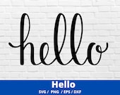 Hello SVG Hello PNG Hellow DXF Hello Cut File Hand - Etsy