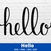 Hello SVG, Hello PNG, Hellow DXF , Hello Cut File, Hand Lettered Hello ...