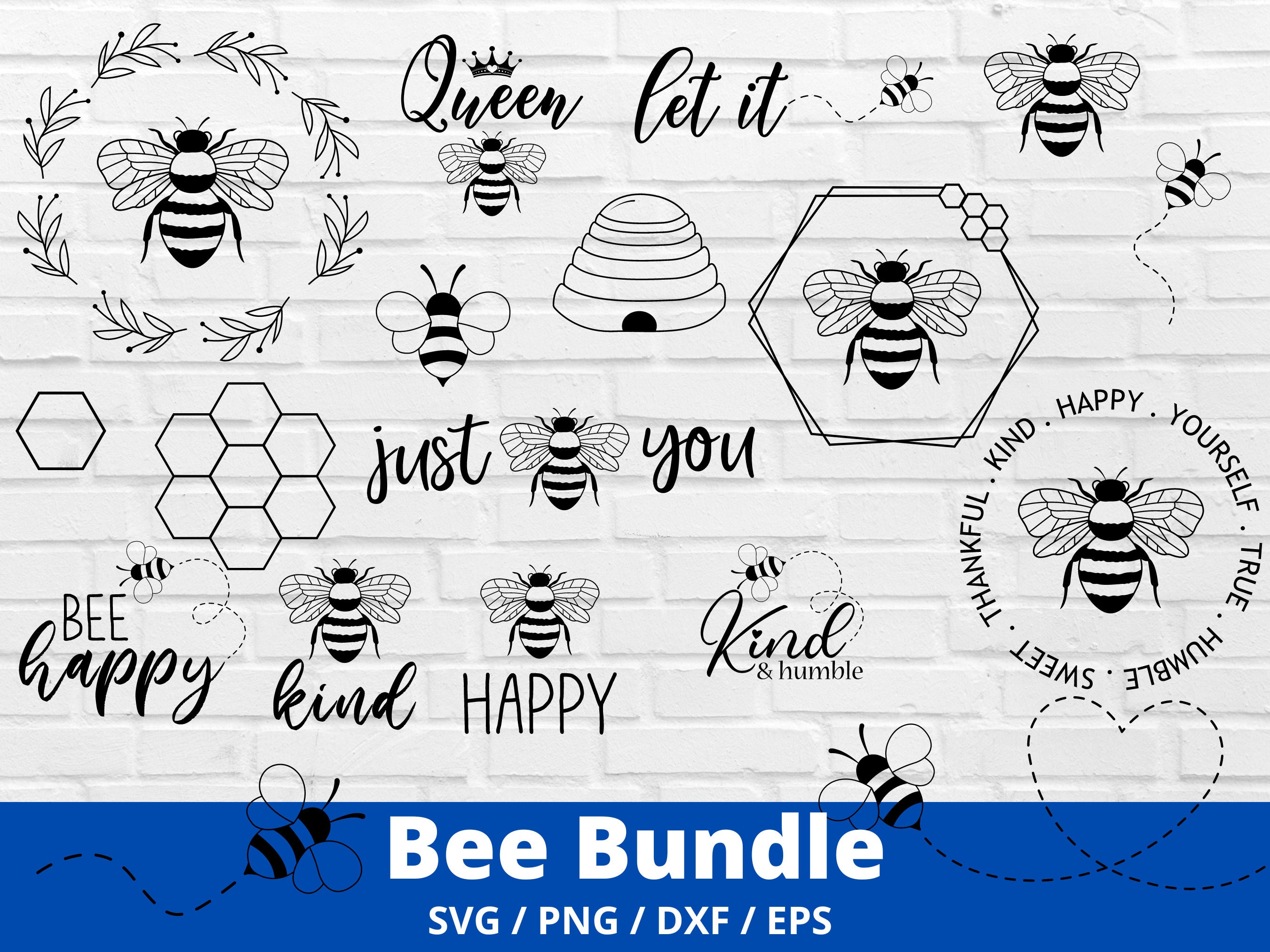 Bee Svg Bundle, Honey Bee Svg, Queen Bee Svg, Bee Kind Svg, Bee Wreath ...