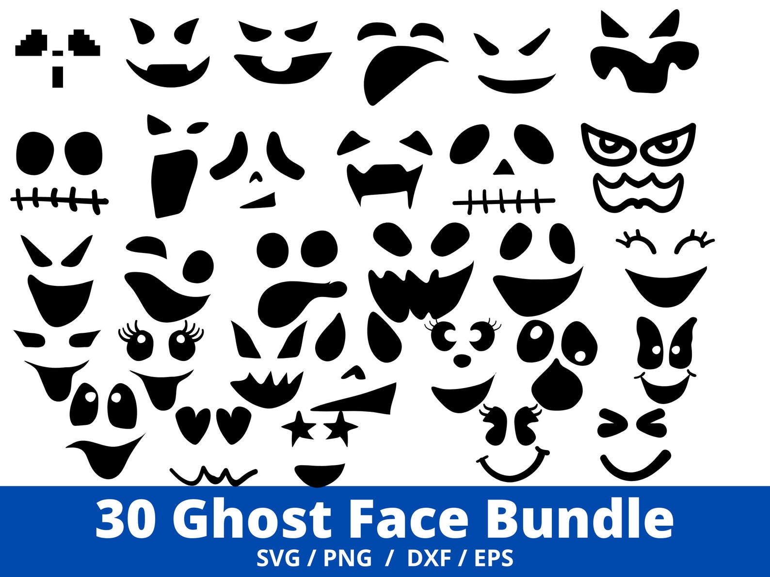 Ghost Face Svg Bundle, Ghost Svg, Face Svg, Halloween Svg, Halloween ...