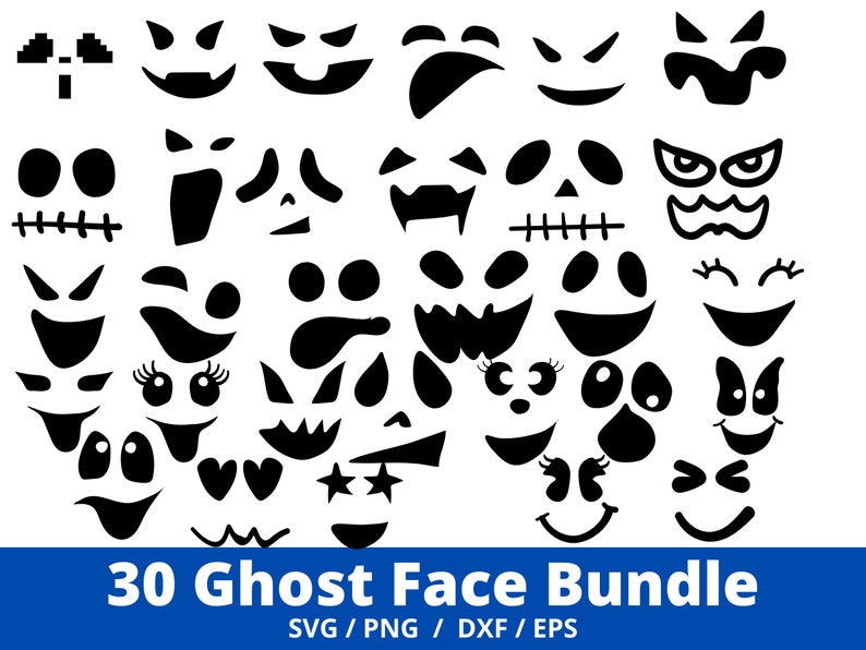 Ghost Face Svg Bundle, Ghost Svg, Face Svg, Halloween Svg, Halloween ...