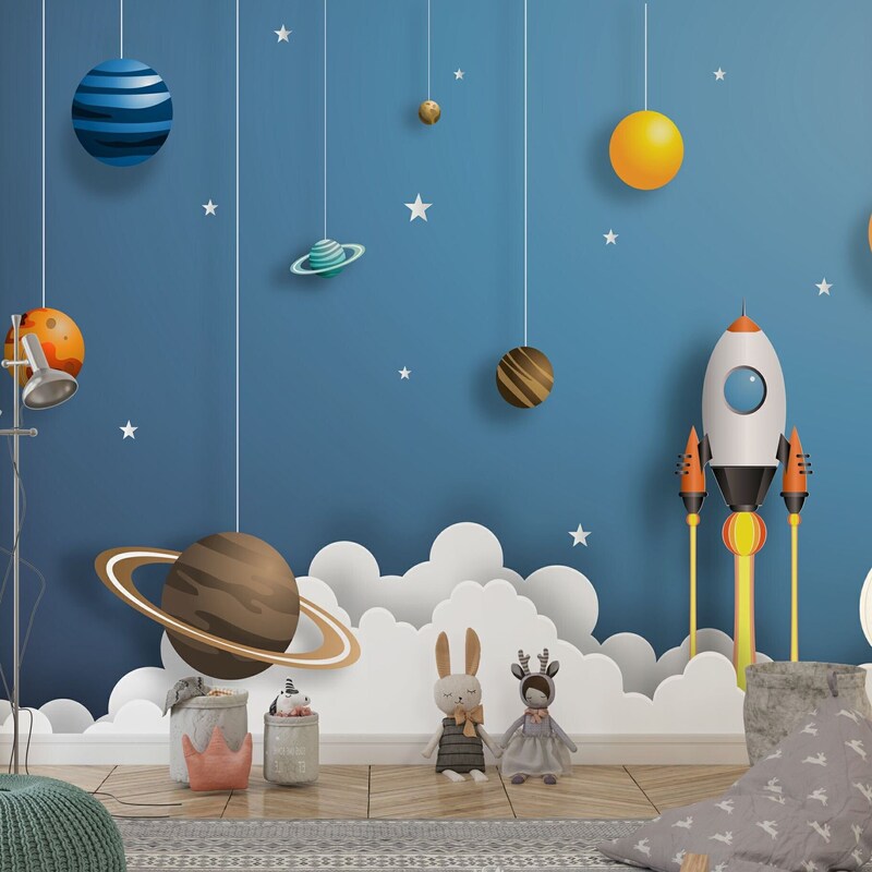 Kids Space Wallpaper - Etsy