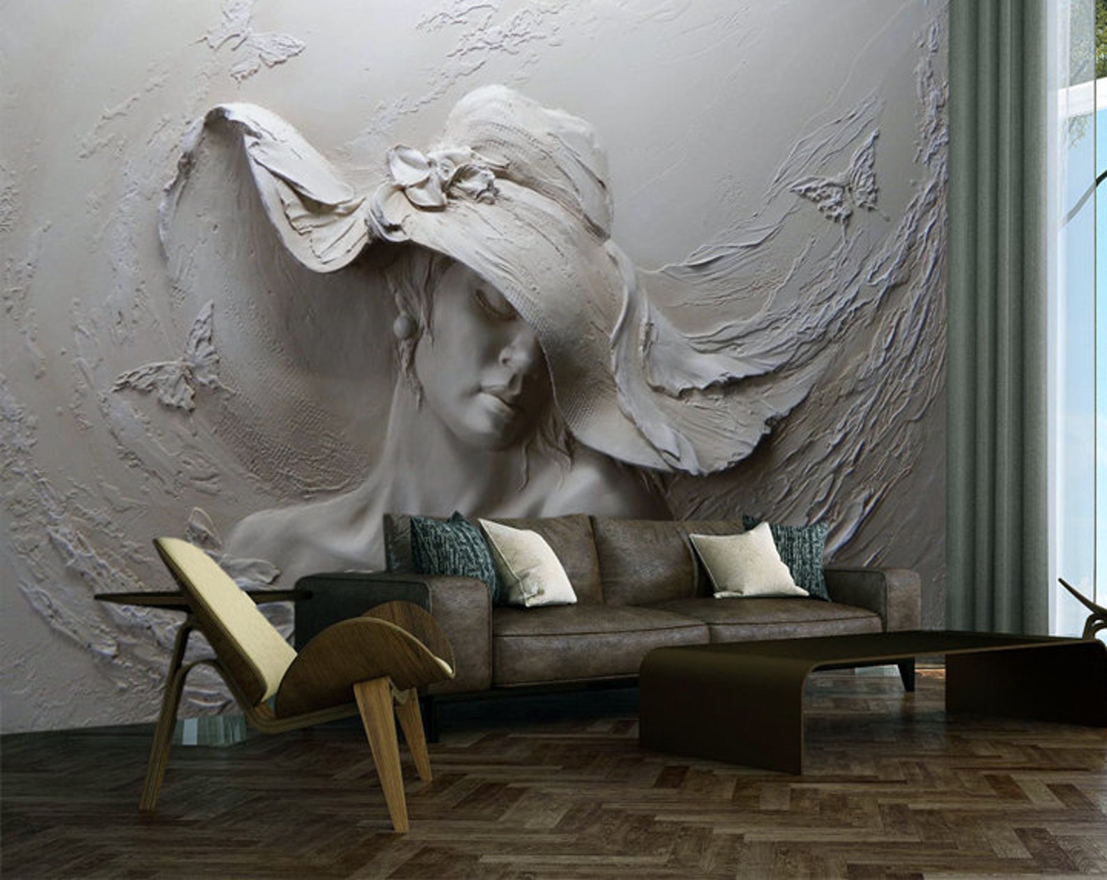 3d Beautiful Modern Fashion Girl Mural Wallpaper Peel and - Etsy