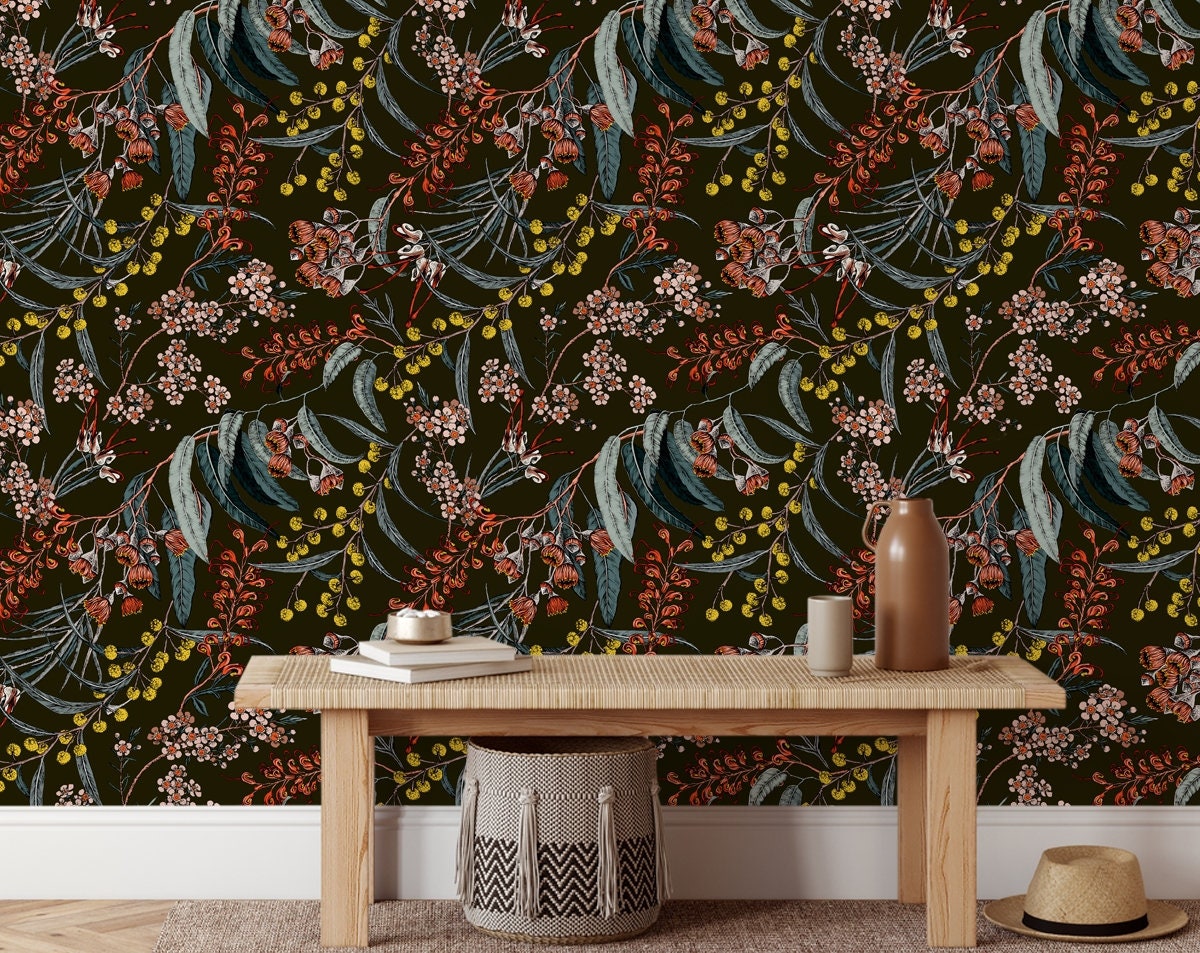 Australian Flowers Botanical Wallpaper Beautiful Floral Design | Etsy